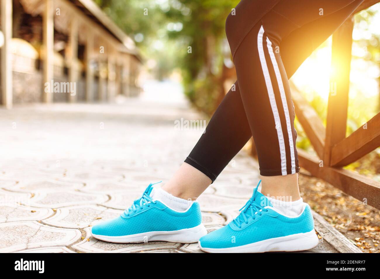 Close-up of athlete's foot runner, sunset, female feet Stock Photo - Alamy