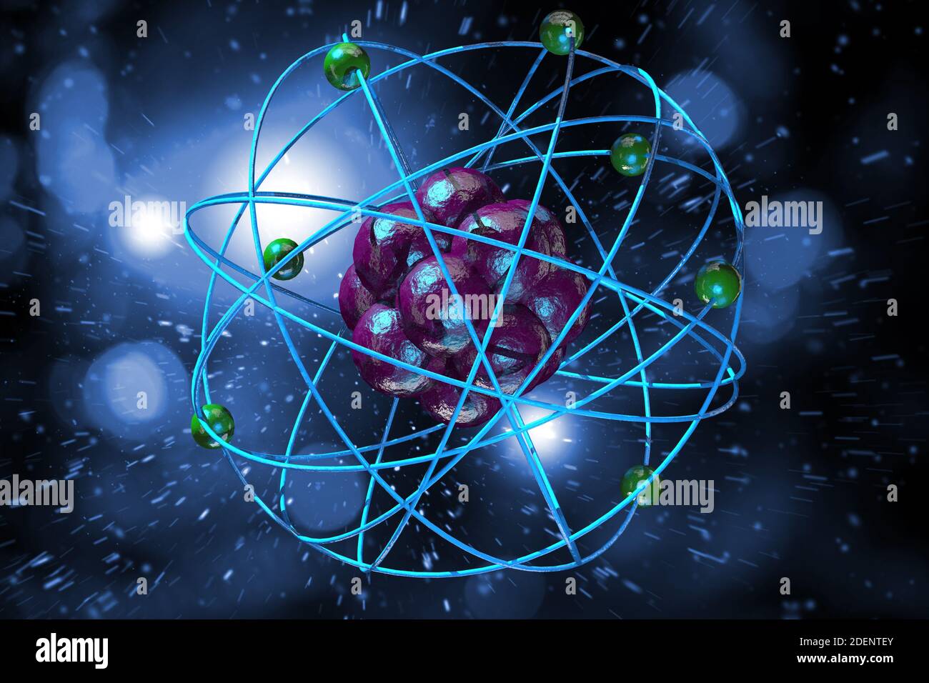 Close up of colorful atomic particle background science 3D illustration ...