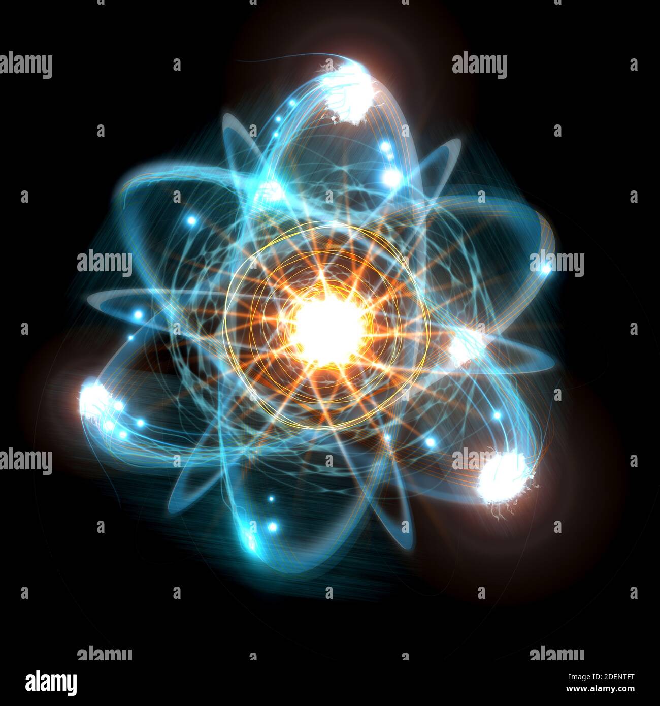 Close up of colorful atomic particle background science 3D illustration ...
