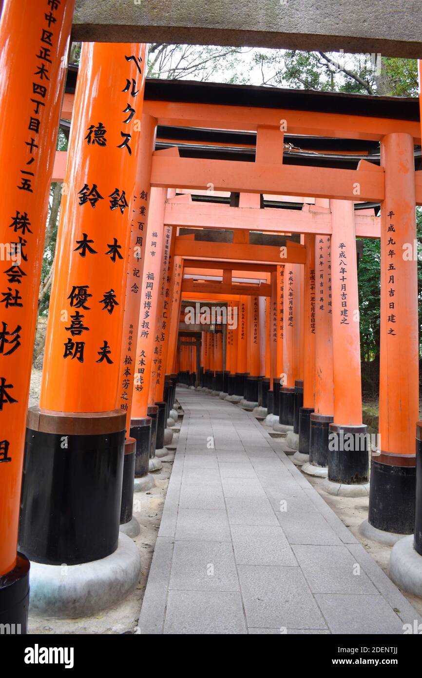 Kyoto, Japan - March 30th 2019; Fushimi Inari Taisha, Japanese gates ...