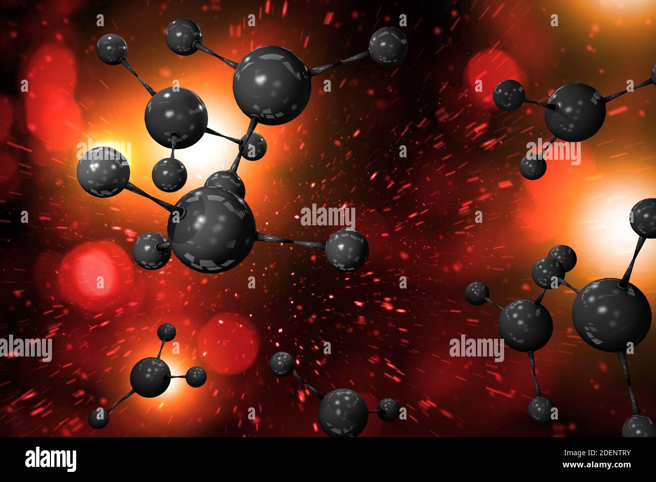 Close up of colorful atomic particle background science 3D illustration ...