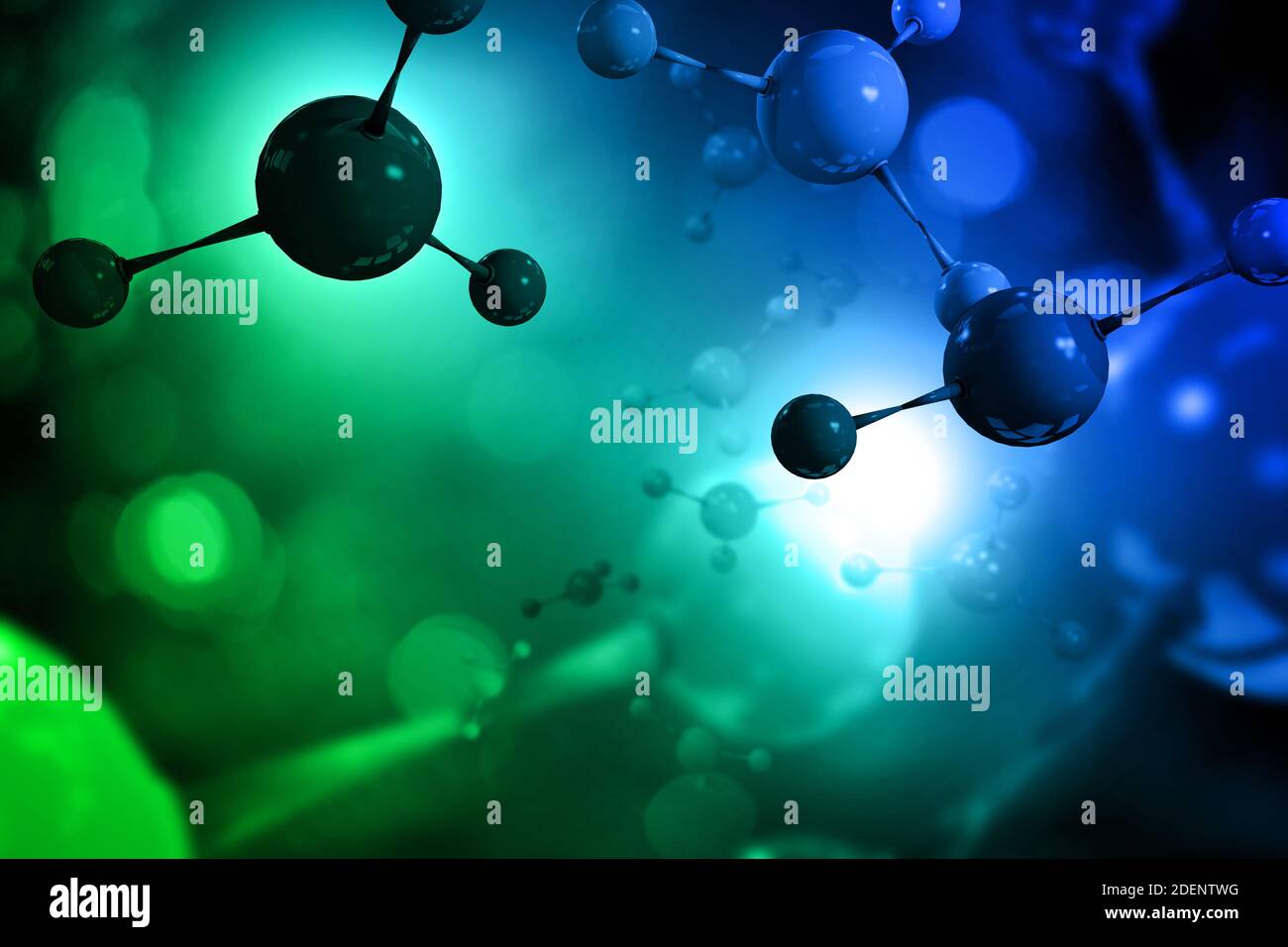 Close up of colorful atomic particle background science 3D illustration ...