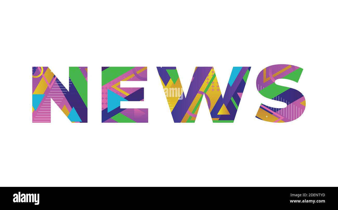 The word NEWS concept written in colorful retro shapes and colors ...