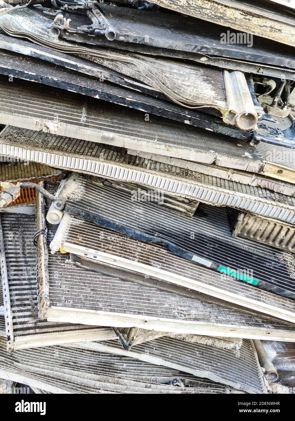 scrap stack of old used car aluminum cooling radiators Stock Photo - Alamy