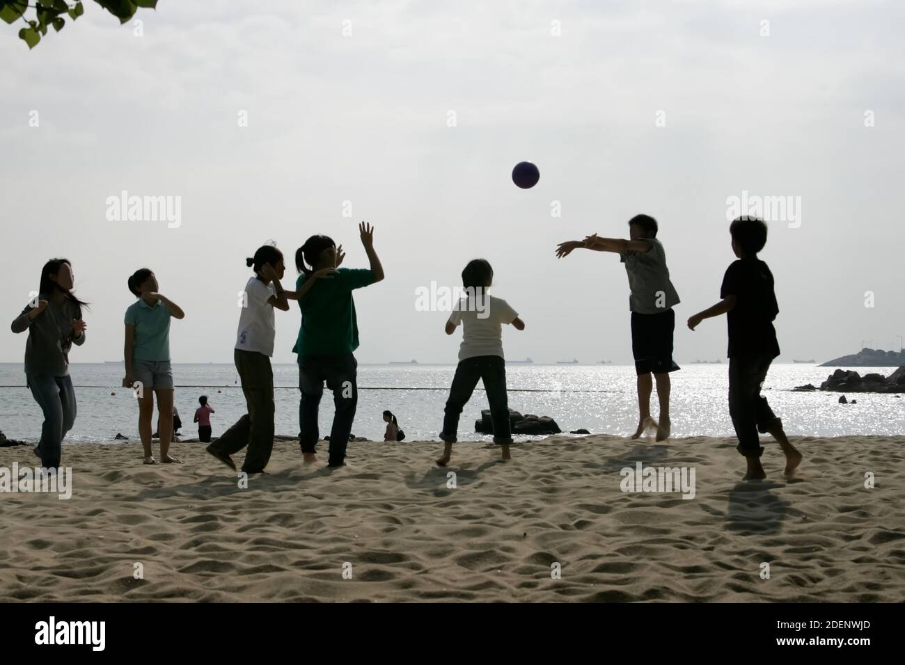group of people playing ball on beach Stock Photo - Alamy