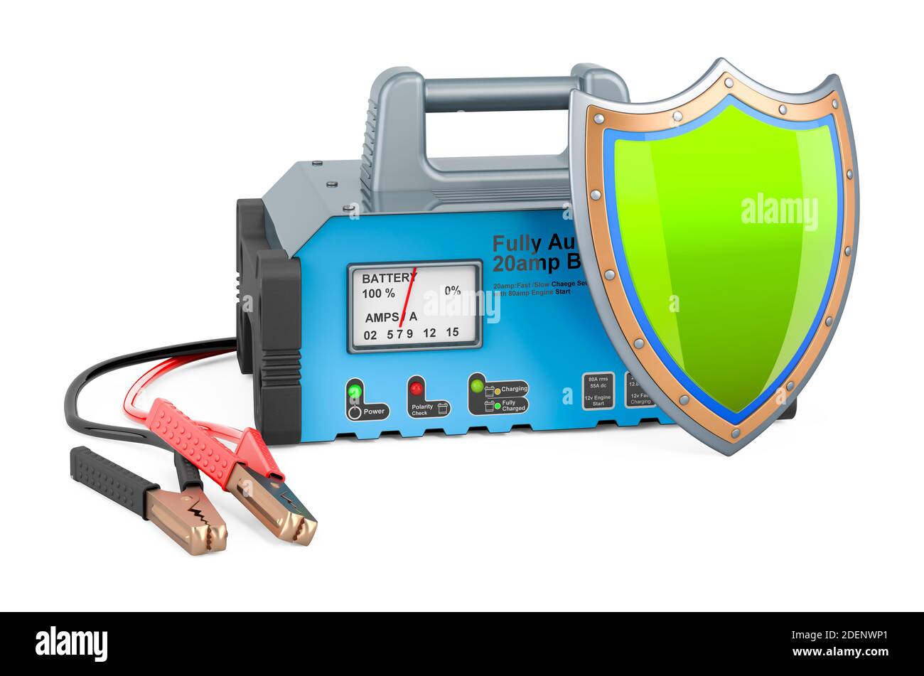Battery charger with shield, 3D rendering isolated on white background ...