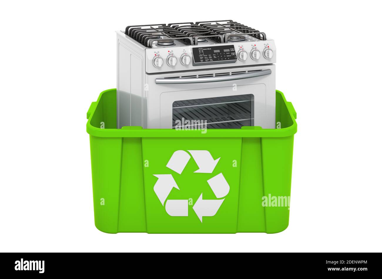 Recycling trashcan with gas range, 3D rendering isolated on white ...