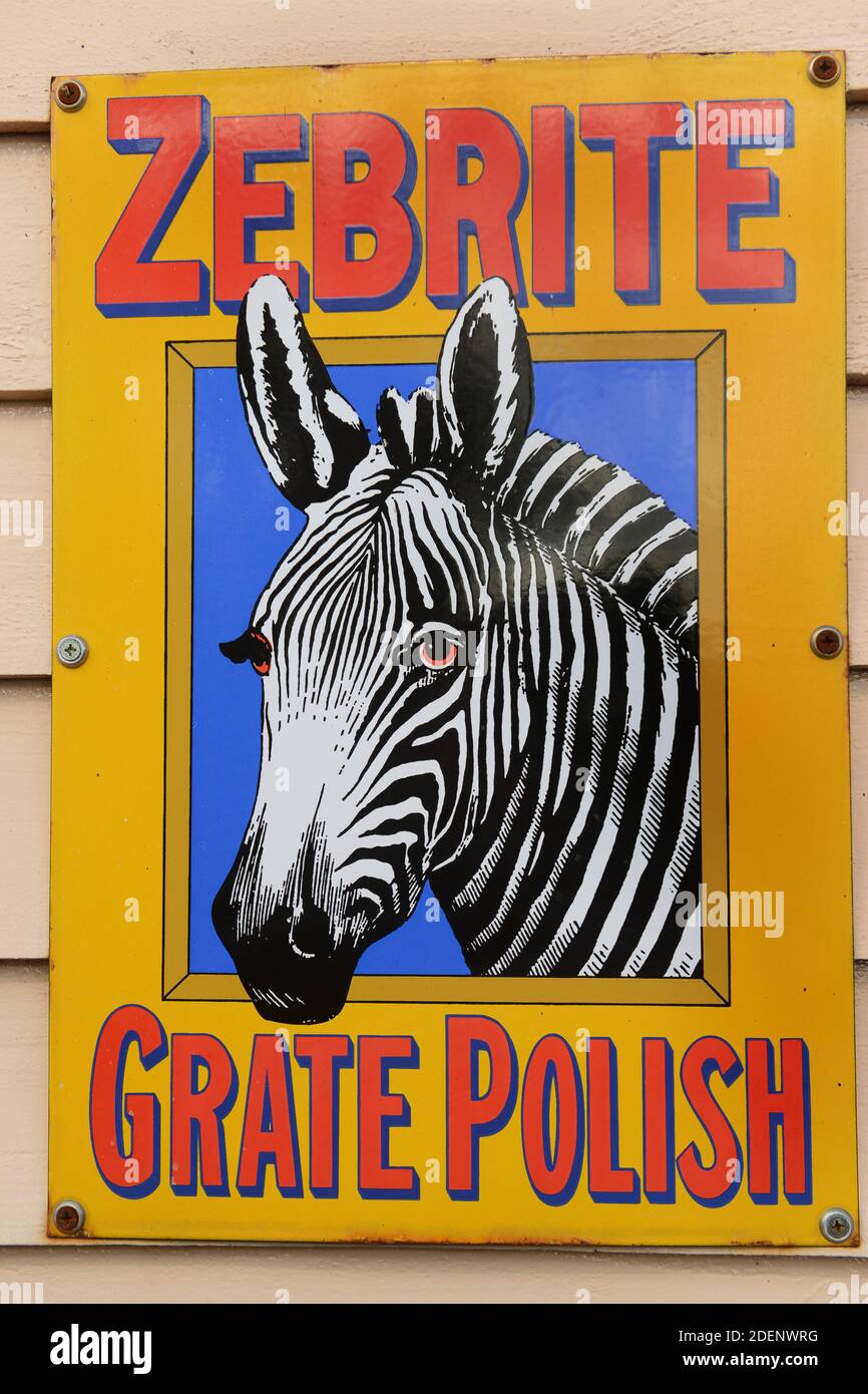 Old enamel Zebrite grate polish advert Stock Photo - Alamy