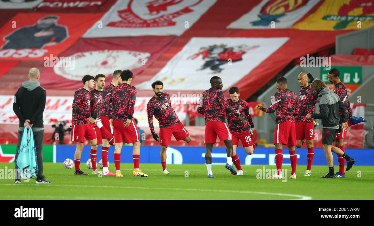 Liverpool players warm up prior to the UEFA Champions League Group D ...