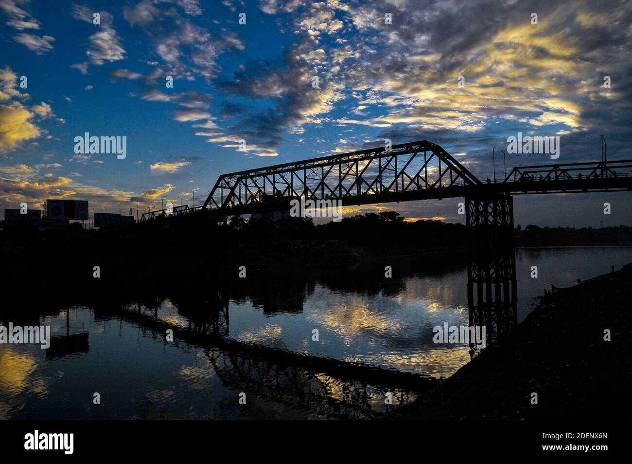 Beautiful view of the Sylhet Kean Bridge over Surma River before sunset ...