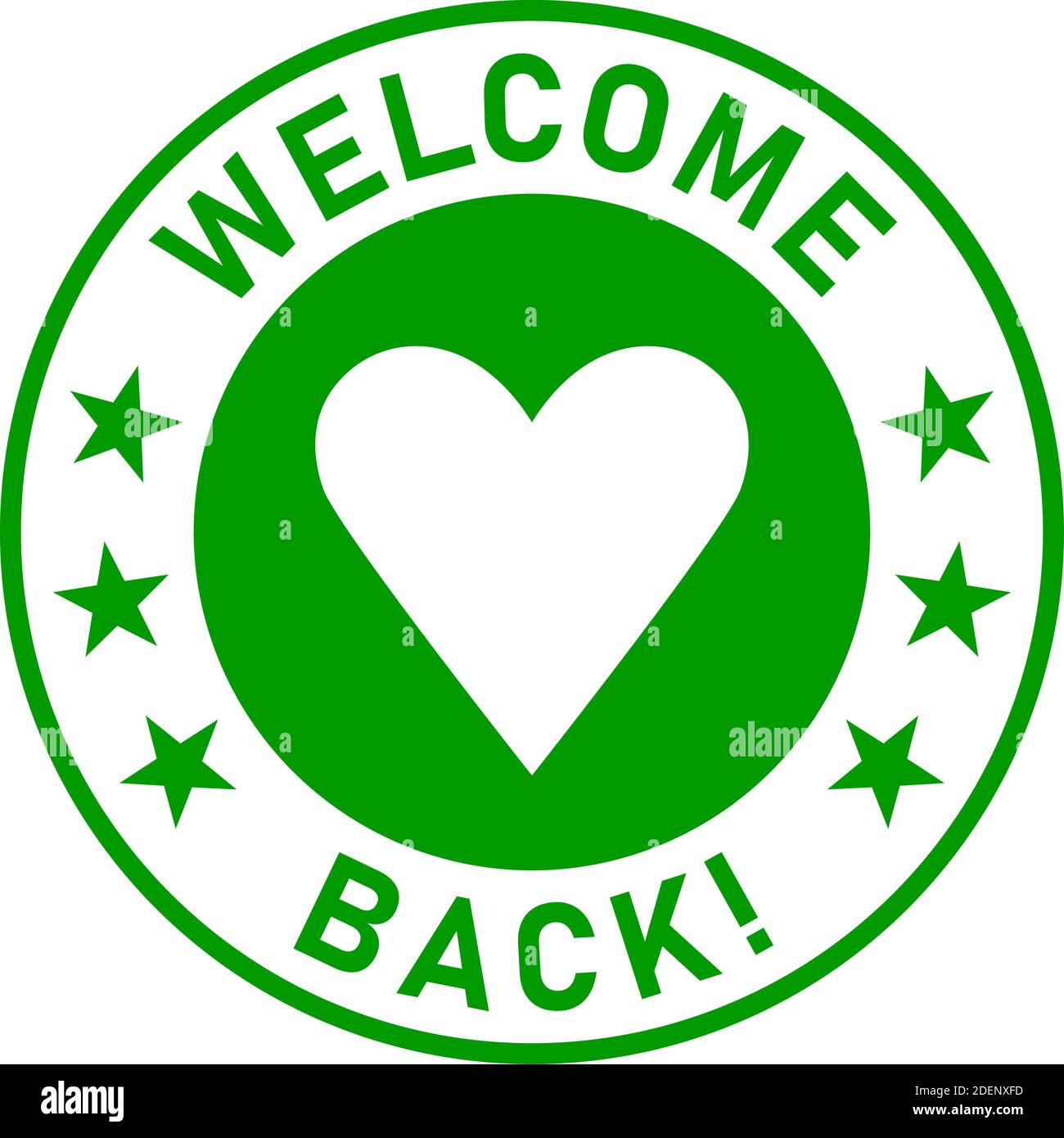 Welcome Back Round Circle Badge or Sticker Icon with Heart Shape ...