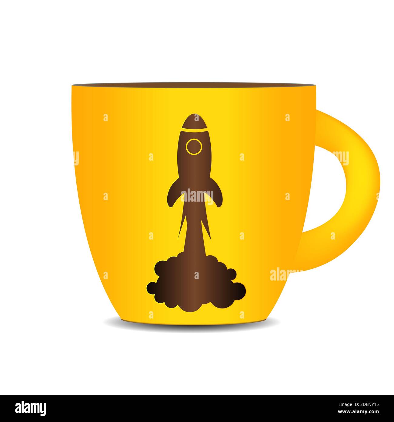 Yellow Coffee Cup Background. Photo-Realistic Isolated Illustration ...
