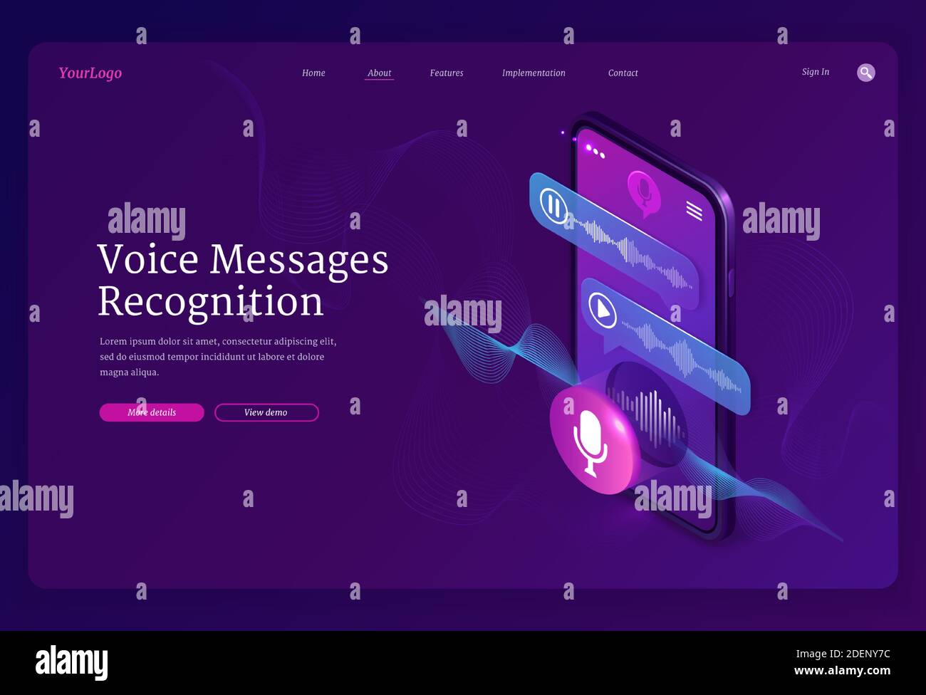 Voice messages recognition banner. Mobile application for recording ...