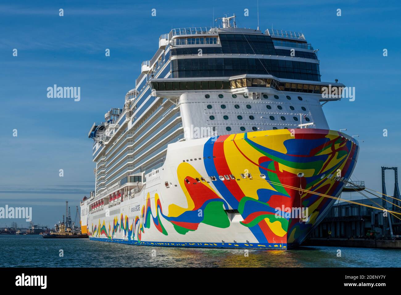 norwegian encore cruise liner ship alongside at the port of southampton ...