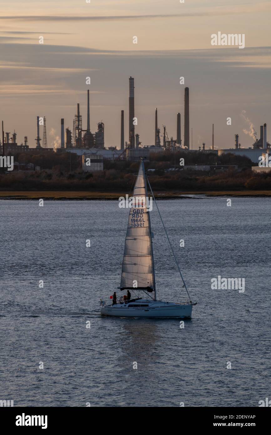 Yacht motoring with stay sail hi-res stock photography and images - Alamy