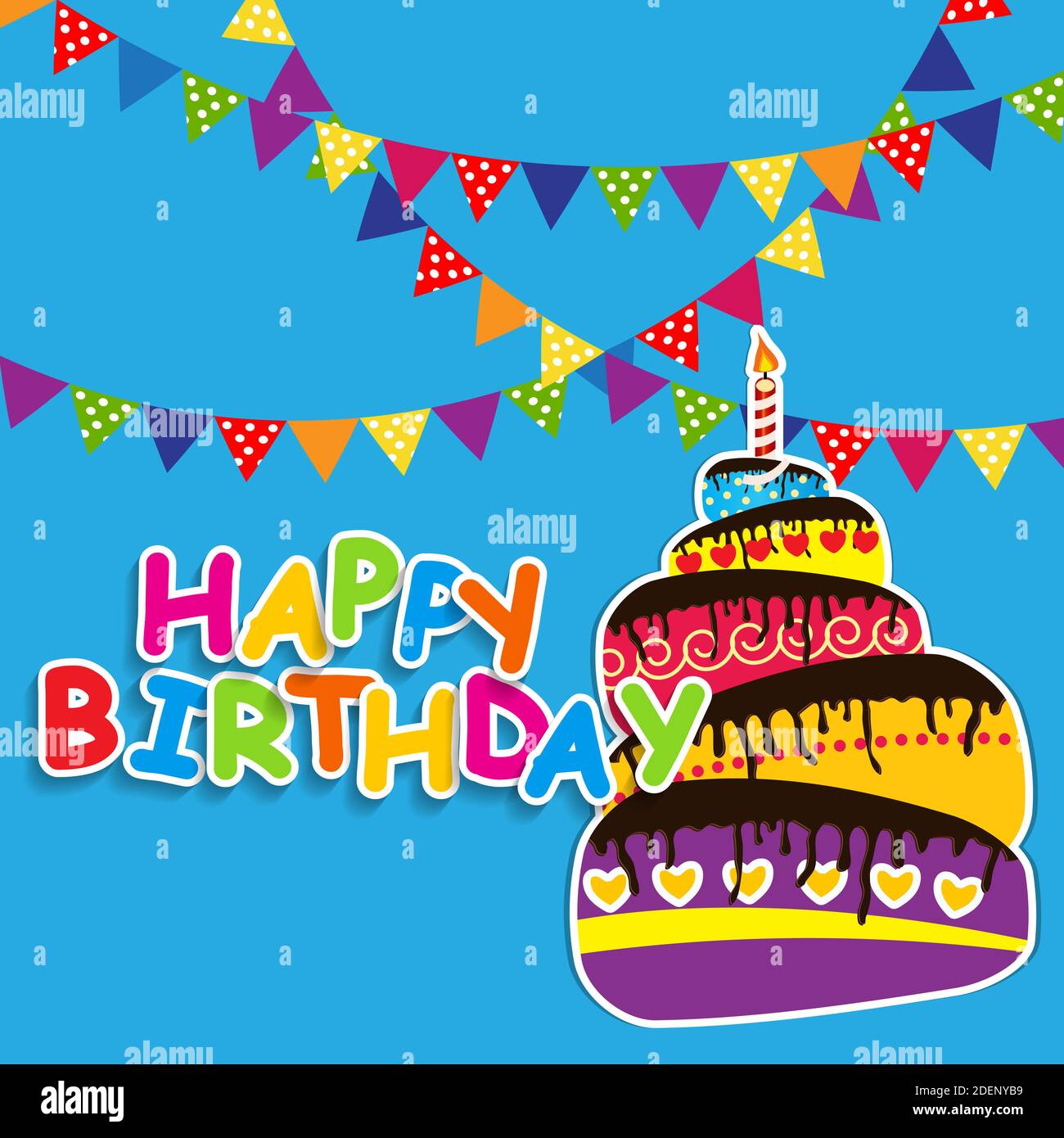 Party on Blue Background with Flags Illustration Stock Photo - Alamy