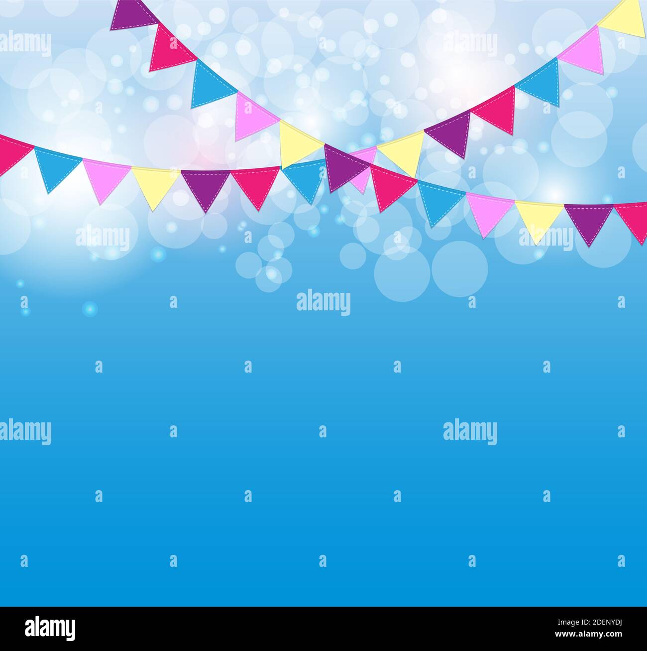 Party On Blue Background with Flags Illustration Stock Photo - Alamy