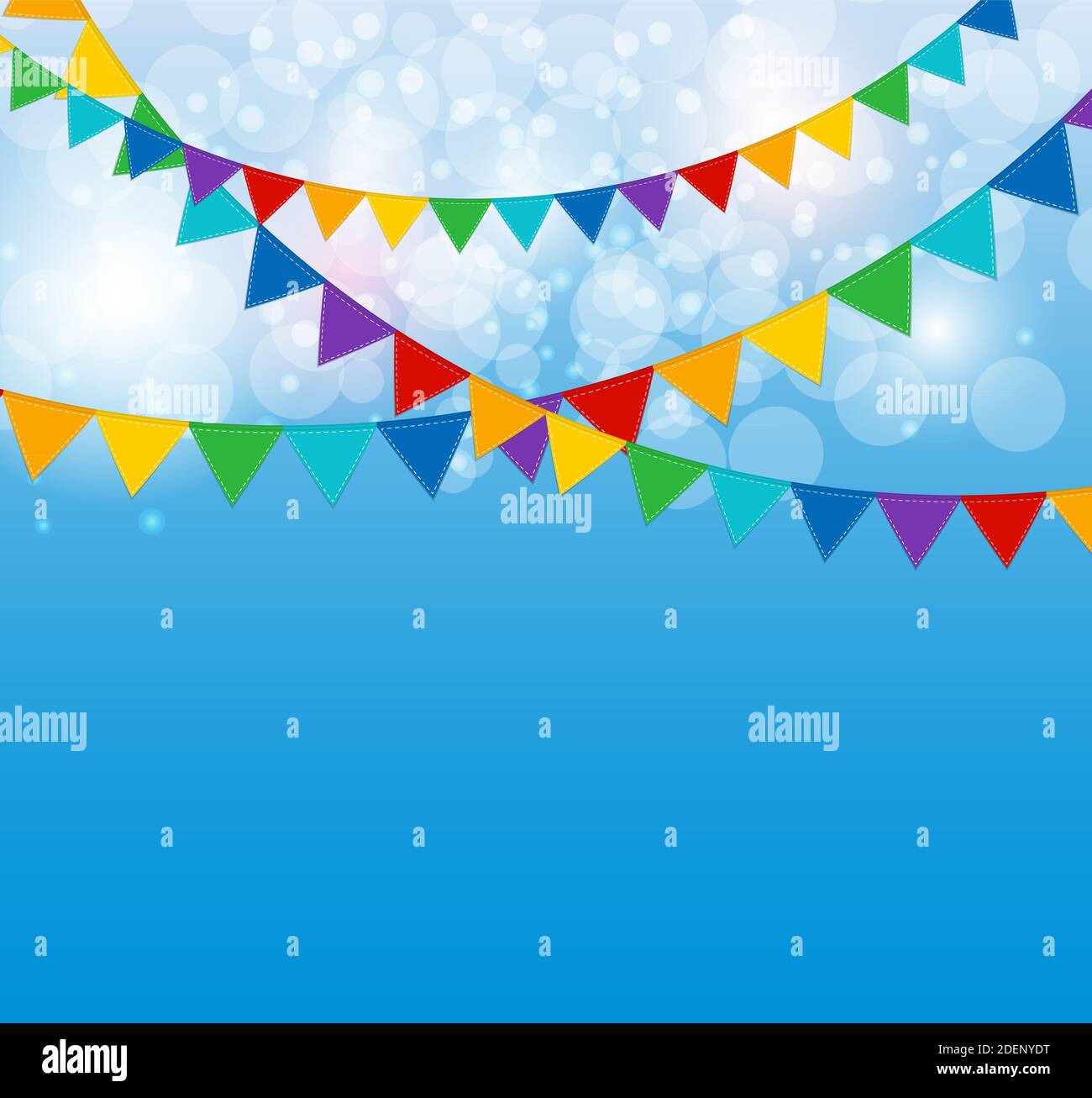 Party On Blue Background with Flags Illustration Stock Photo - Alamy