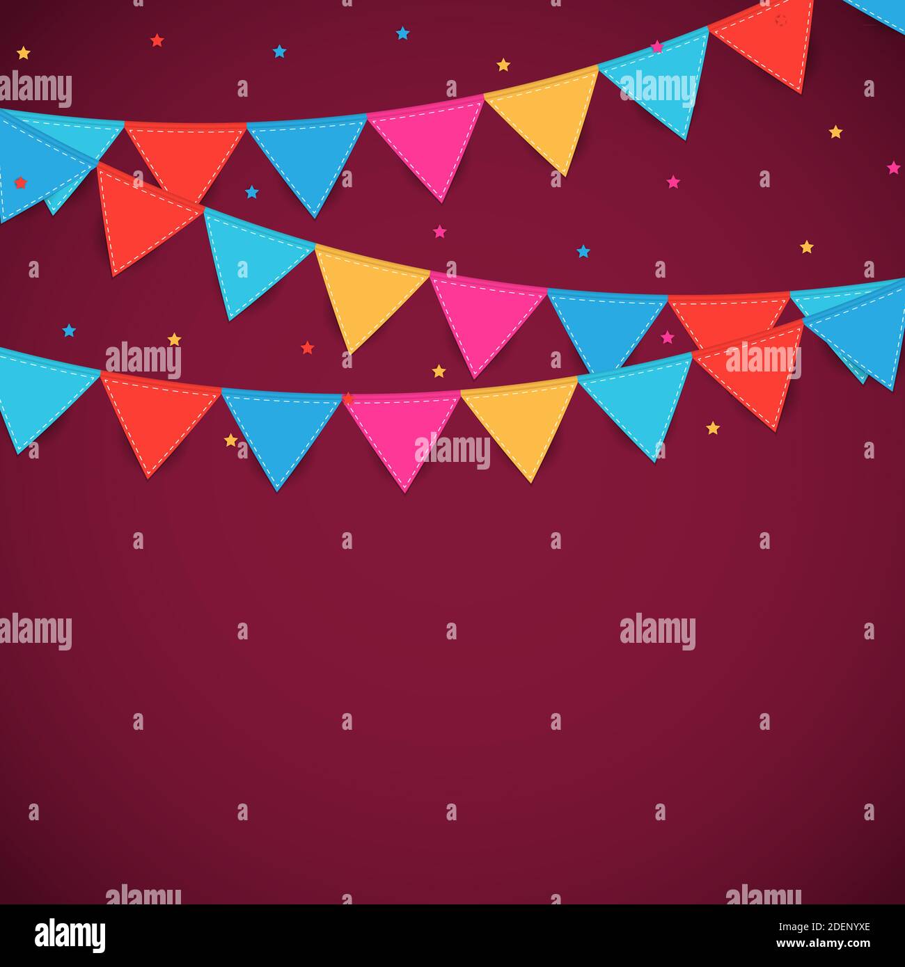 Party on Dark Red Background with Flags Illustration Stock Photo - Alamy