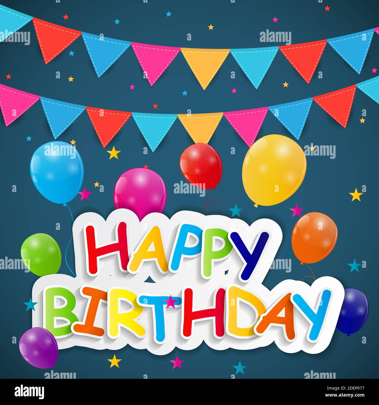 Party on Blue Background with Flags Illustration Stock Photo - Alamy