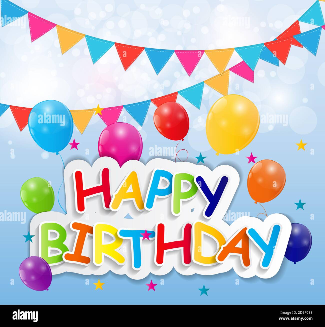 Party on Blue Background with Flags Illustration Stock Photo - Alamy