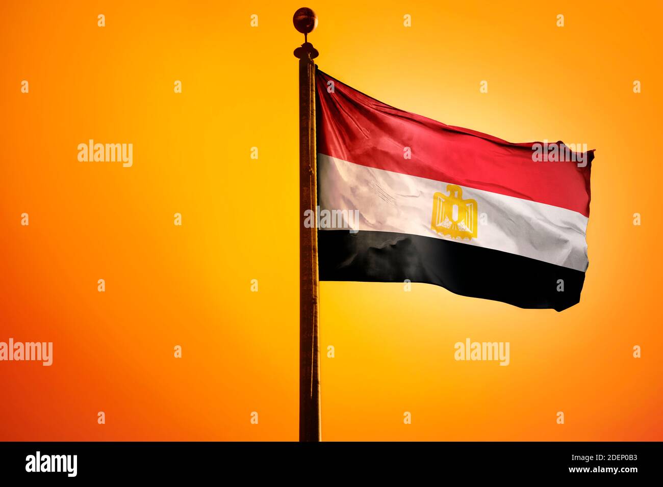 Egypt Flag, Flag waving with Sunrise Stock Photo - Alamy