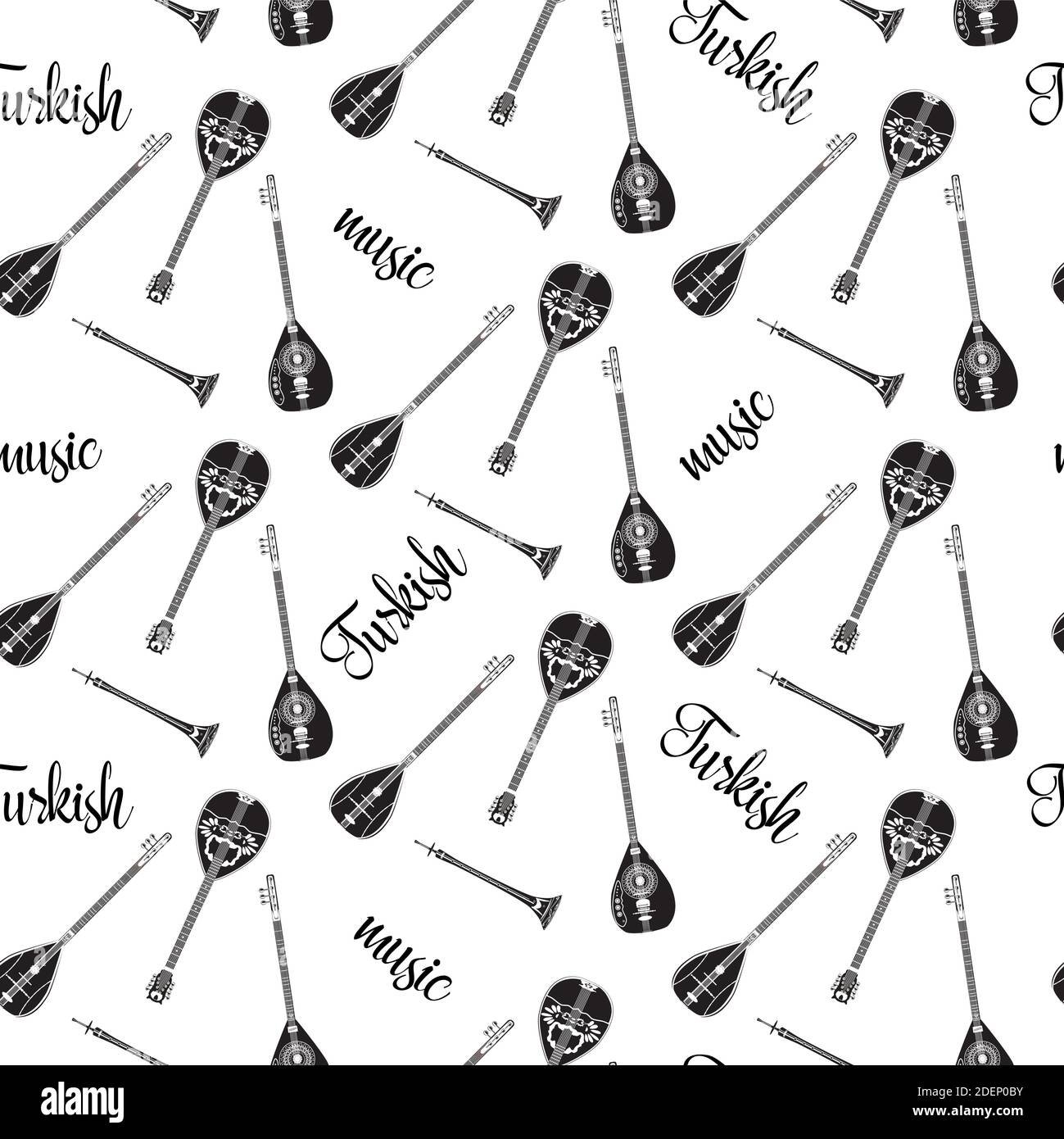 Vector seamless pattern with black and white turkish musical ...