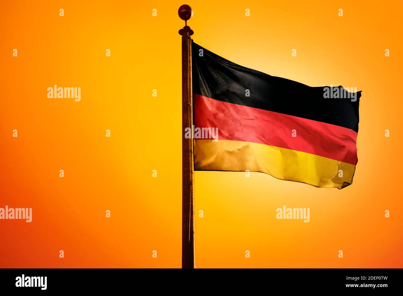 Germany Flag, Flag waving with Sunrise Stock Photo - Alamy