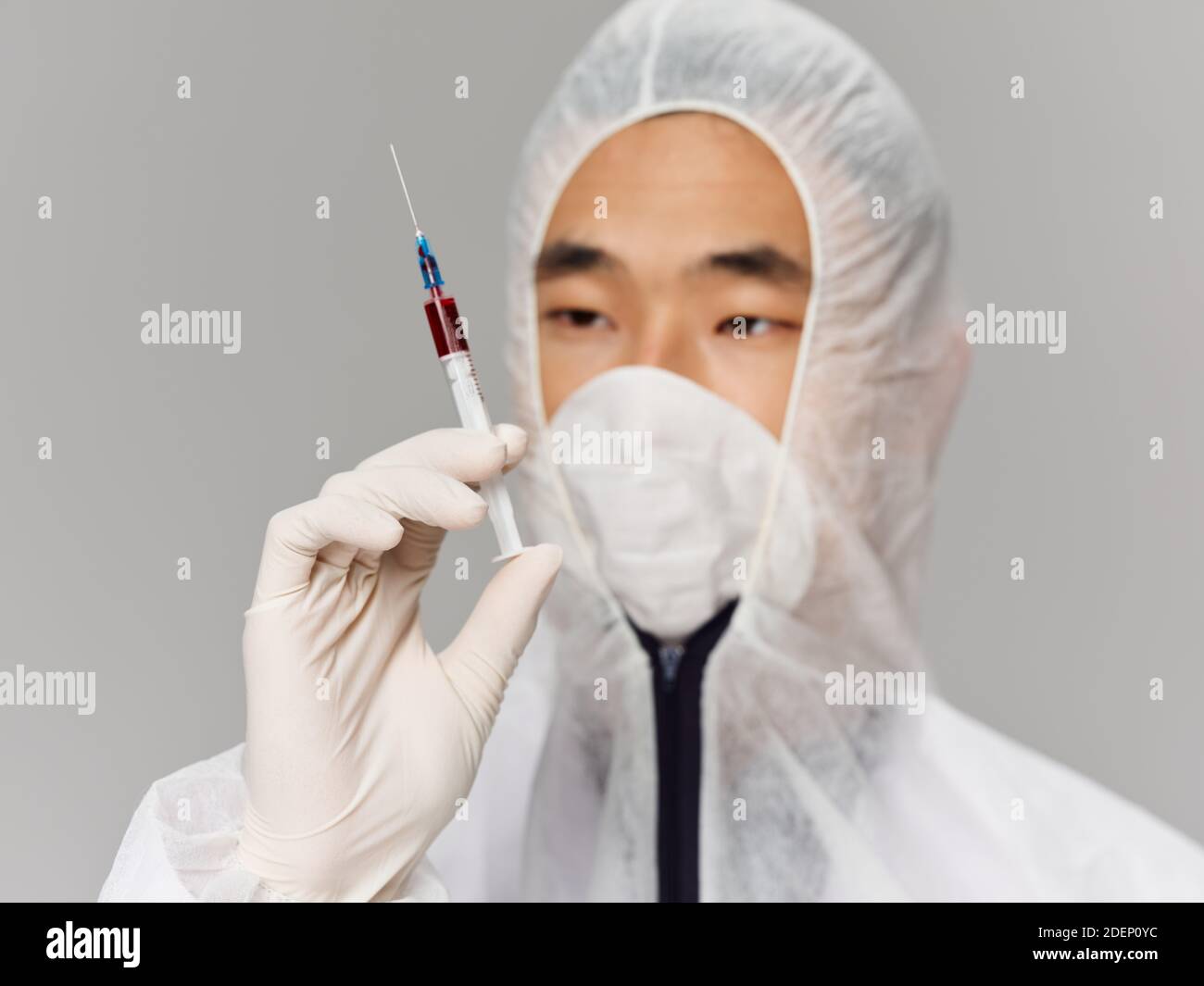 Male laboratory assistant vaccine research treatment of coronavirus ...