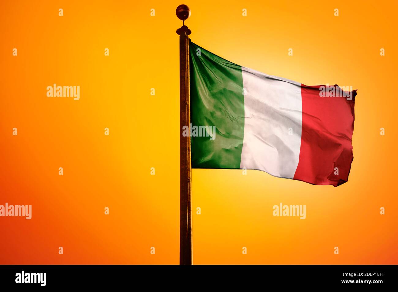 Italy Flag, Flag waving with Sunrise Stock Photo - Alamy