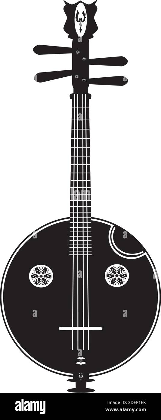 Vector black and white traditional chinese ruan Stock Vector Image ...