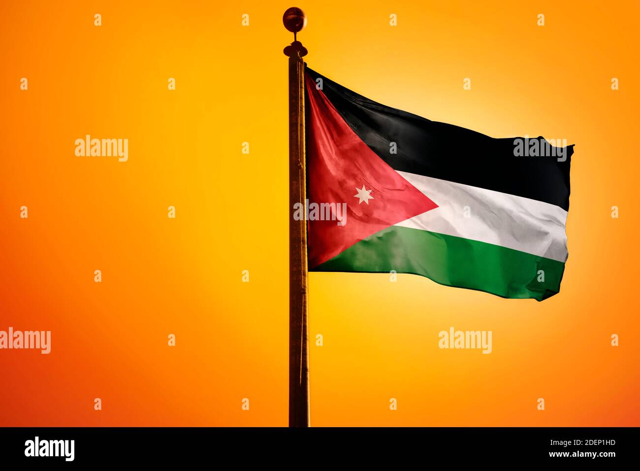 Jordan Flag, Flag waving with Sunrise Stock Photo - Alamy