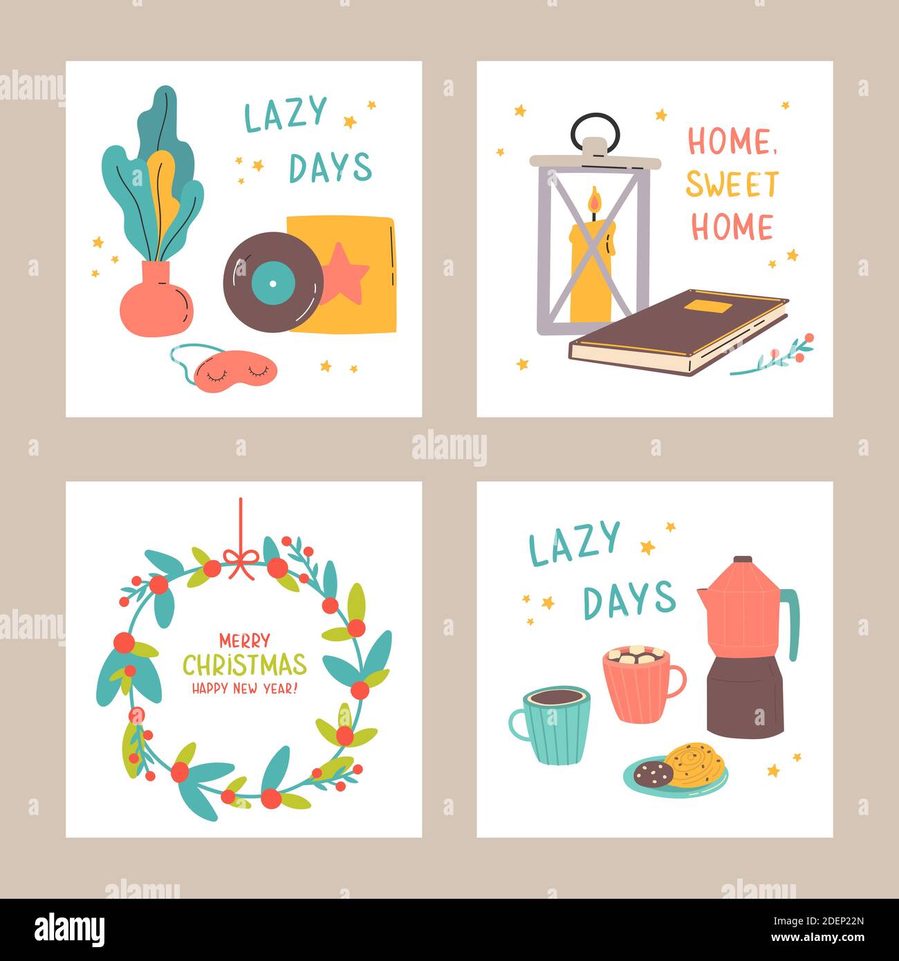 Christmas hygge card design Stock Vector Images - Alamy