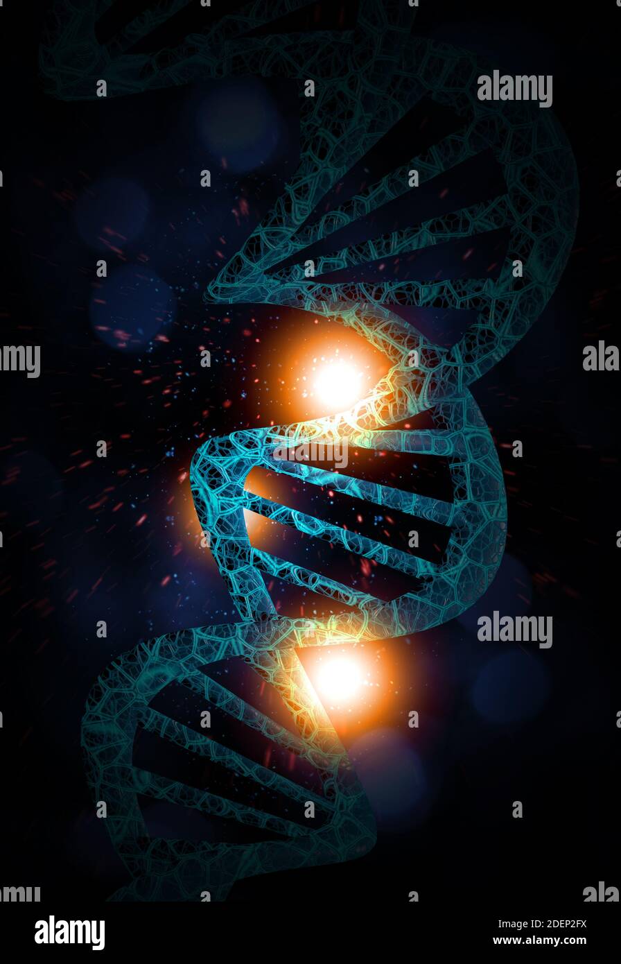 Abstract DNA strand double helix genetics 3D illustration Stock Photo ...
