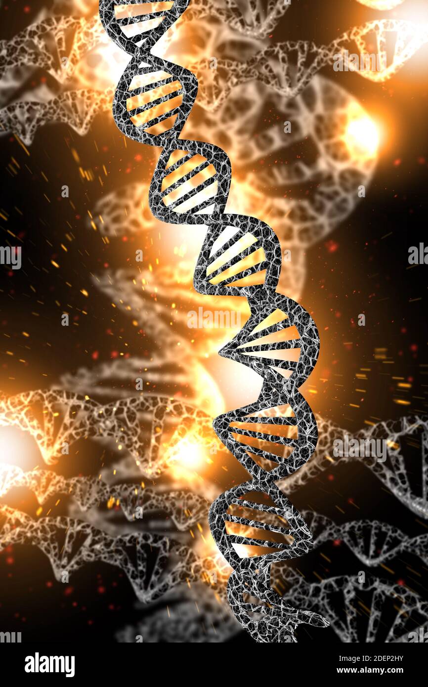 Abstract DNA strand double helix genetics 3D illustration Stock Photo ...
