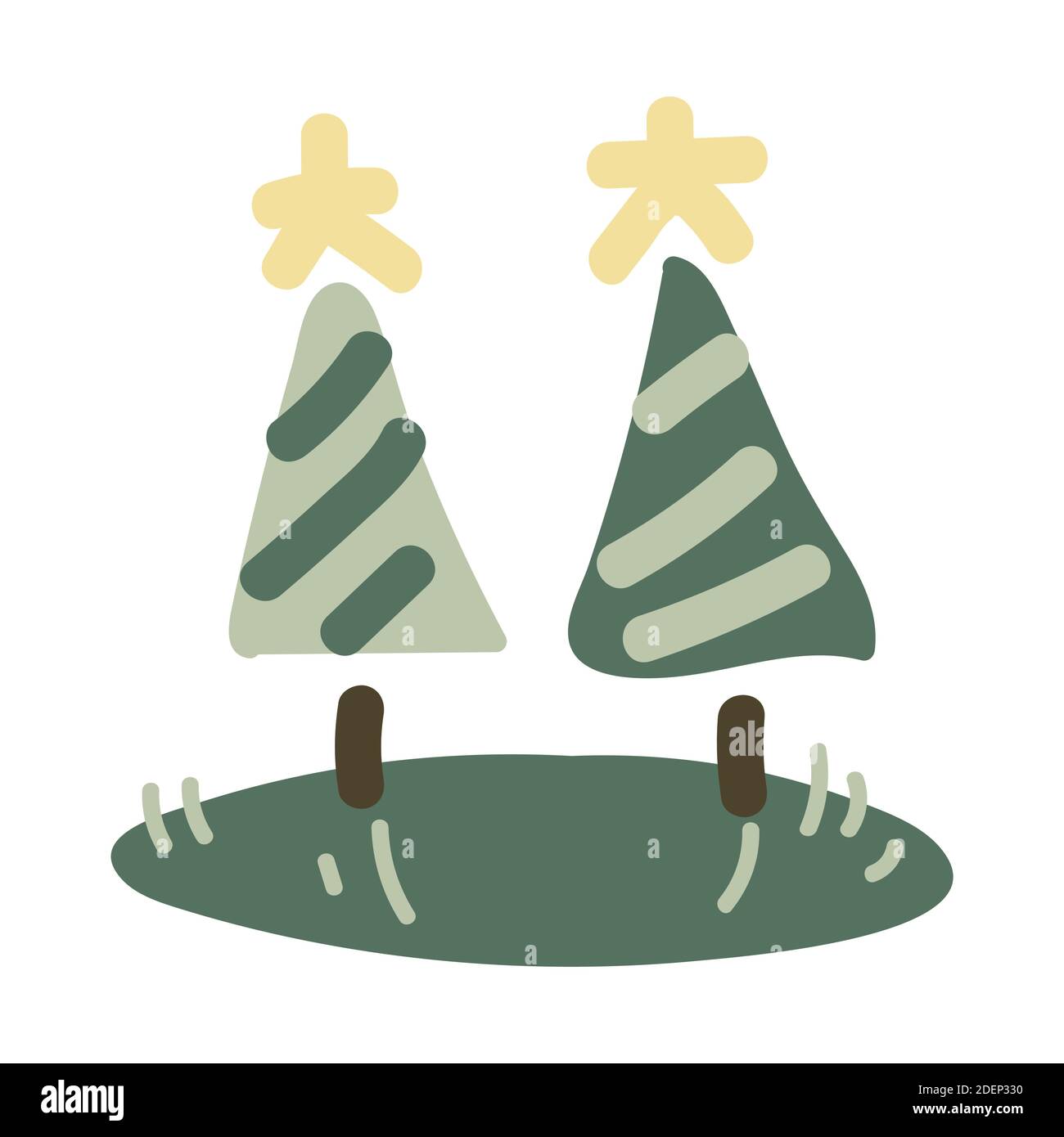 Cute cartoon christmas tree gender neutral lineart vector illustration ...