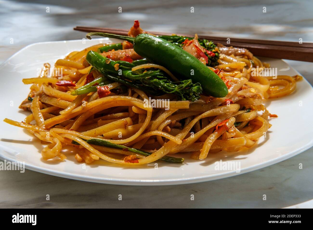 Pad kee mao otherwise known as drunken noodles is a spicy Thai stir ...