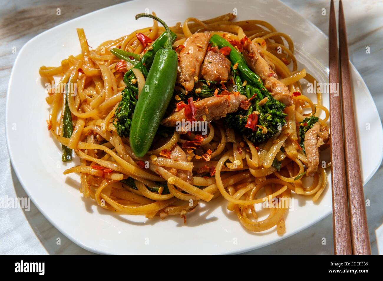 Pad kee mao otherwise known as drunken noodles is a spicy Thai stir ...