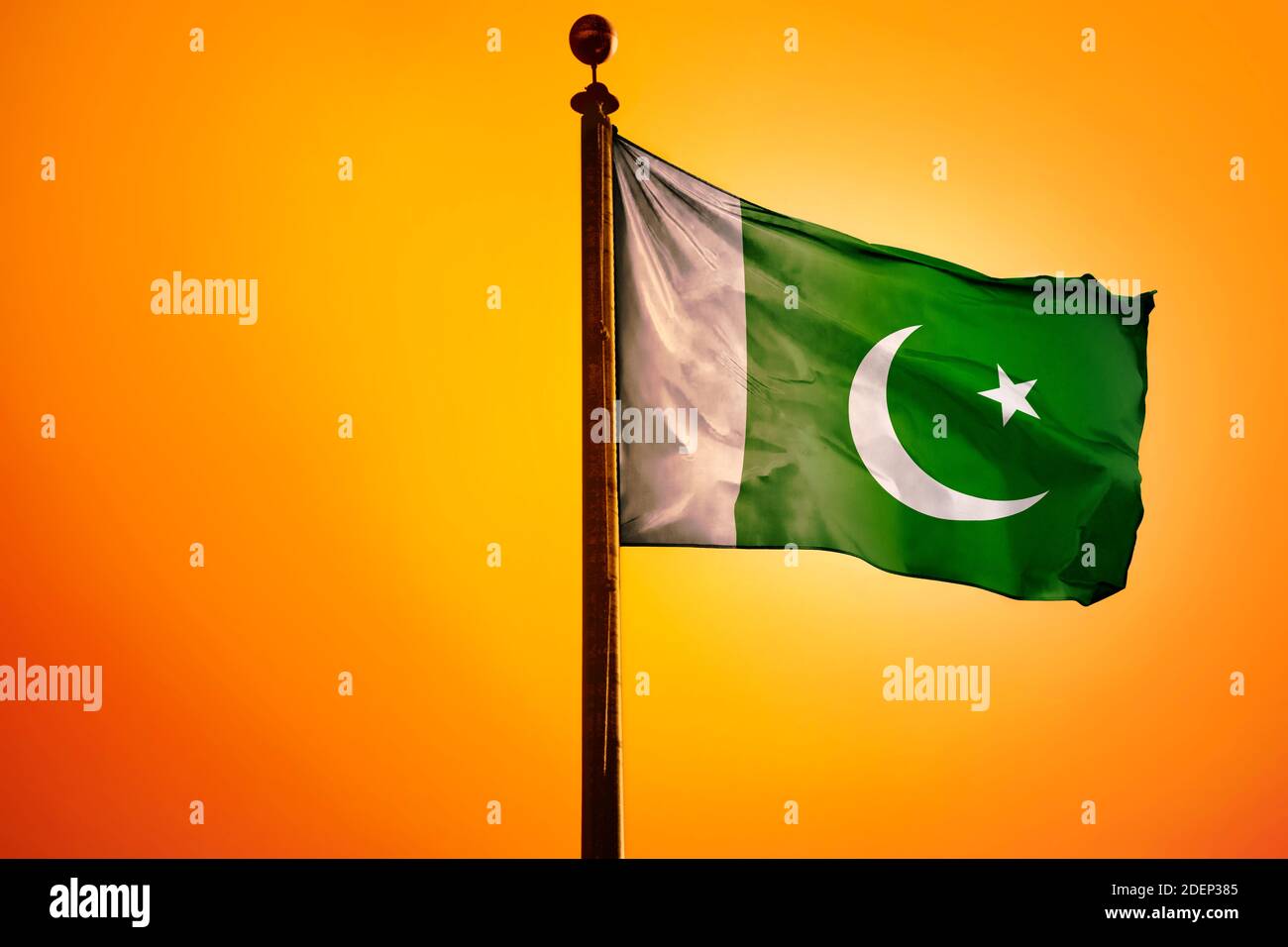 Pakistan Flag, Flag waving with Sunrise Stock Photo - Alamy