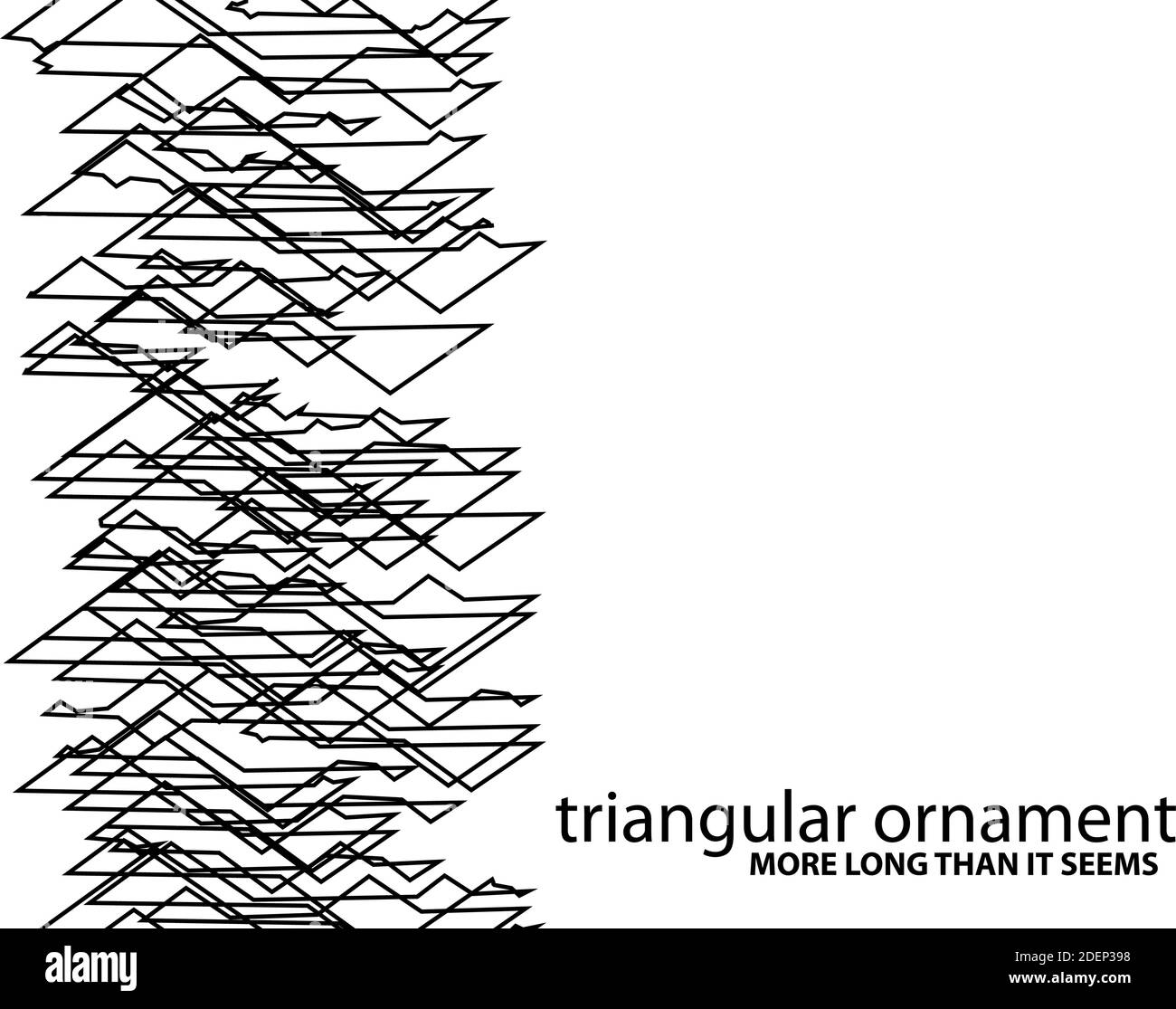 Black and white vertical line with triangular ornament. Vector graphics ...