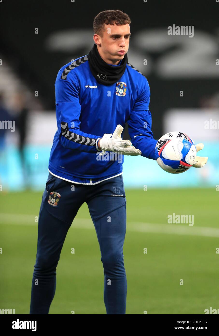 Coventry City goalkeeper Tom Billson warming up before the Sky Bet ...