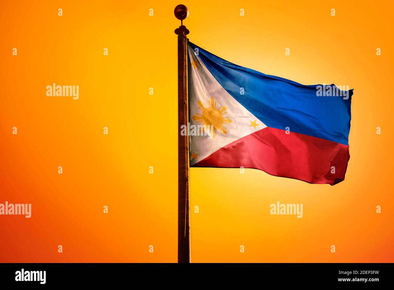 Philippines Flag, Flag waving with Sunrise Stock Photo - Alamy