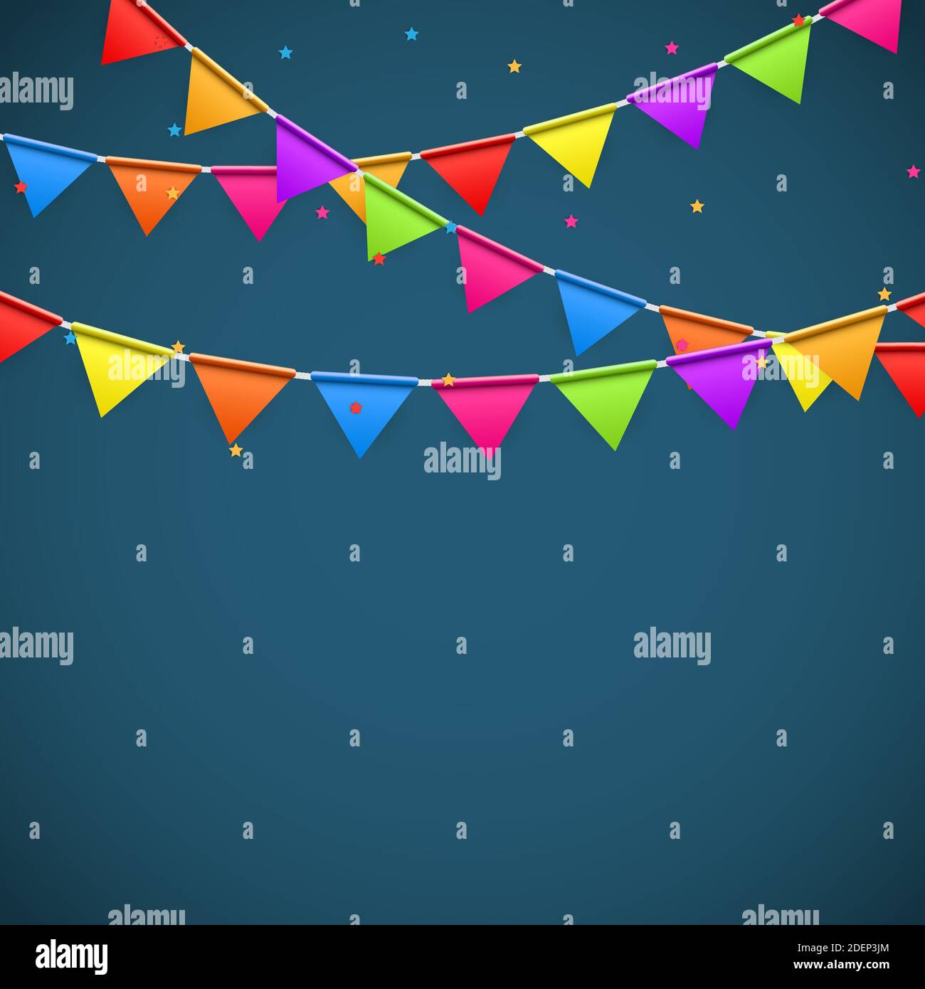 Party on Blue Background with Flags Illustration Stock Photo - Alamy