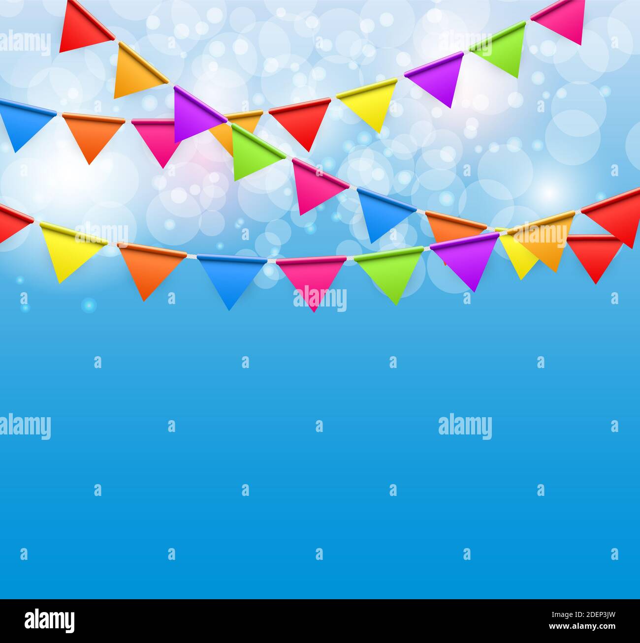 Party on Blue Background with Flags Illustration Stock Photo - Alamy