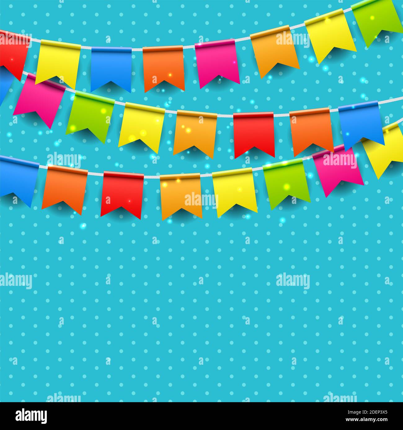 Party on Blue Background with Flags Illustration Stock Photo - Alamy