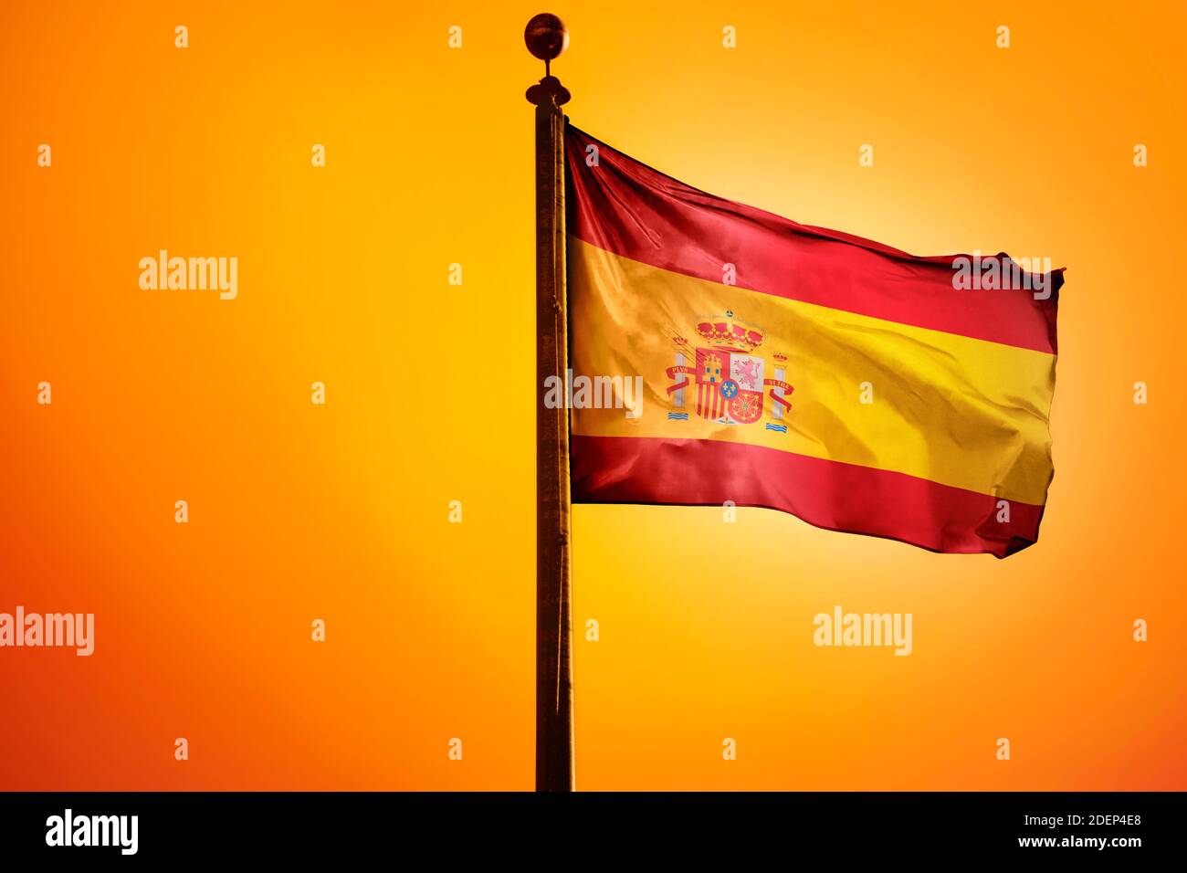 Spain Flag, Flag waving with Sunrise Stock Photo - Alamy