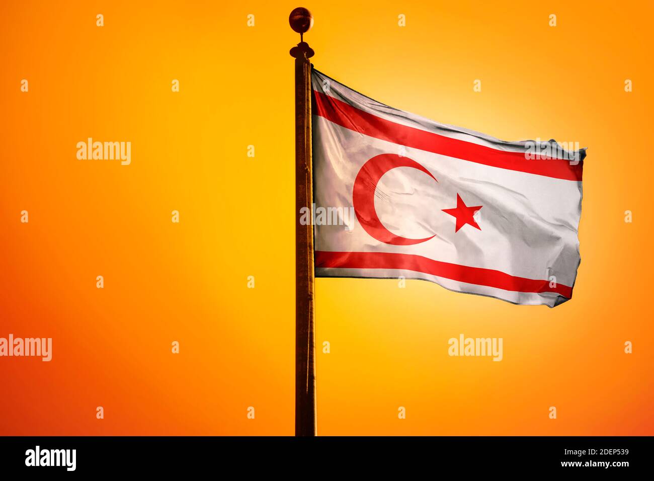Turkish Republic of Northern Cyprus Flag, Flag waving with Sunrise ...