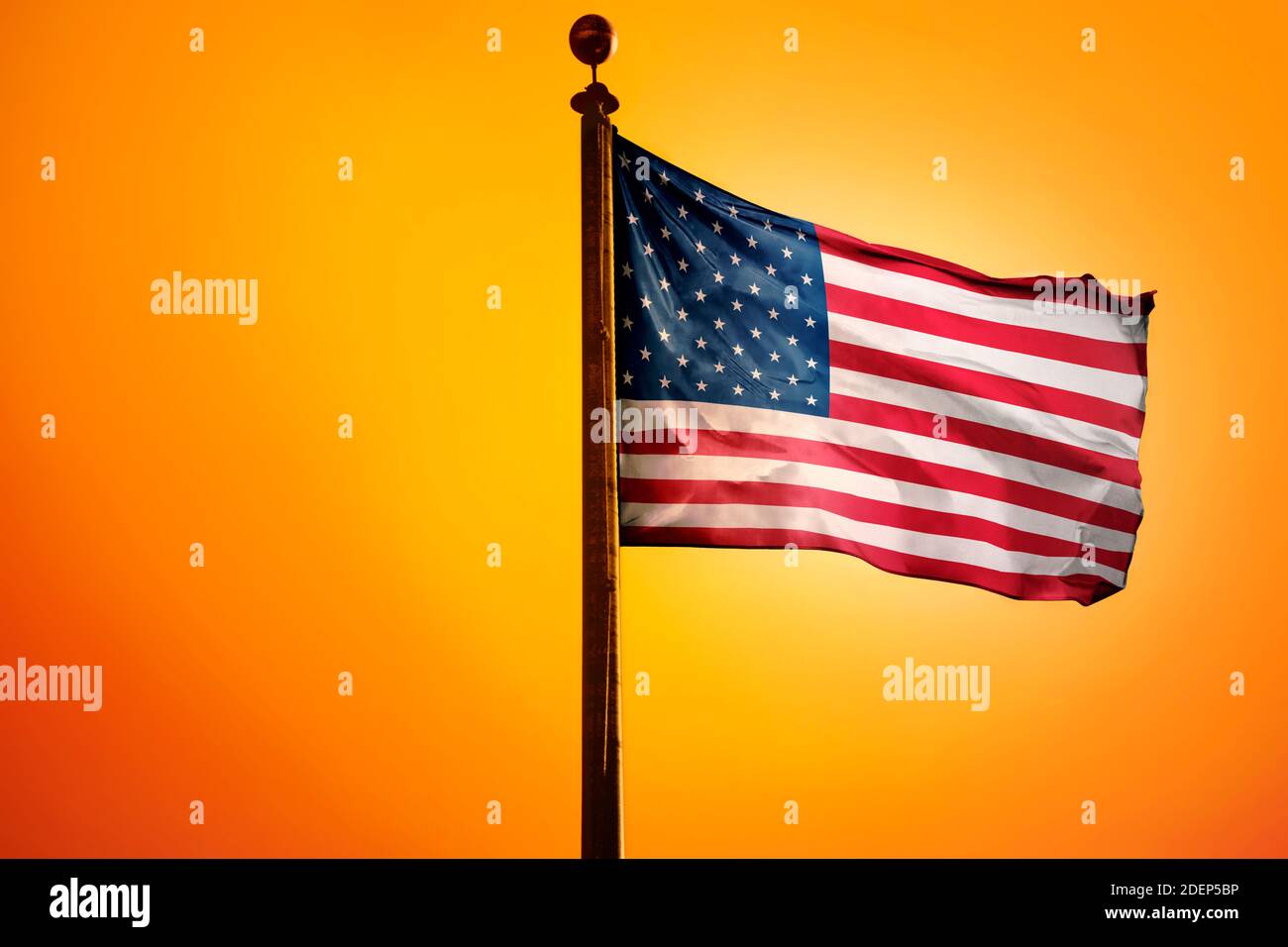 United States Of America Flag, Flag waving with Sunrise Stock Photo - Alamy