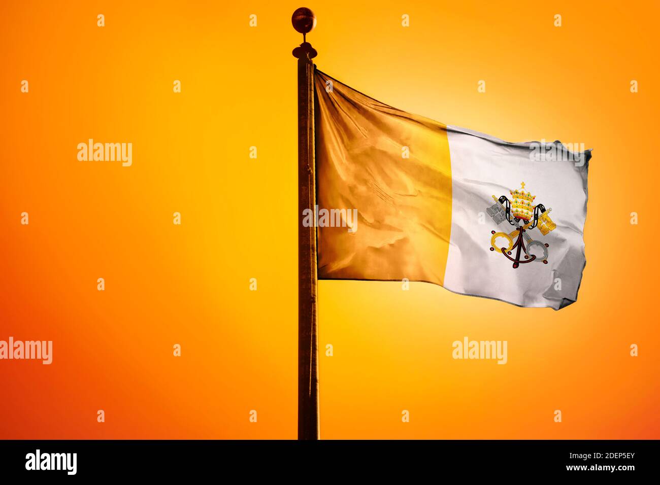Vatican City, Vatican City State Flag, Flag waving with Sunrise Stock ...