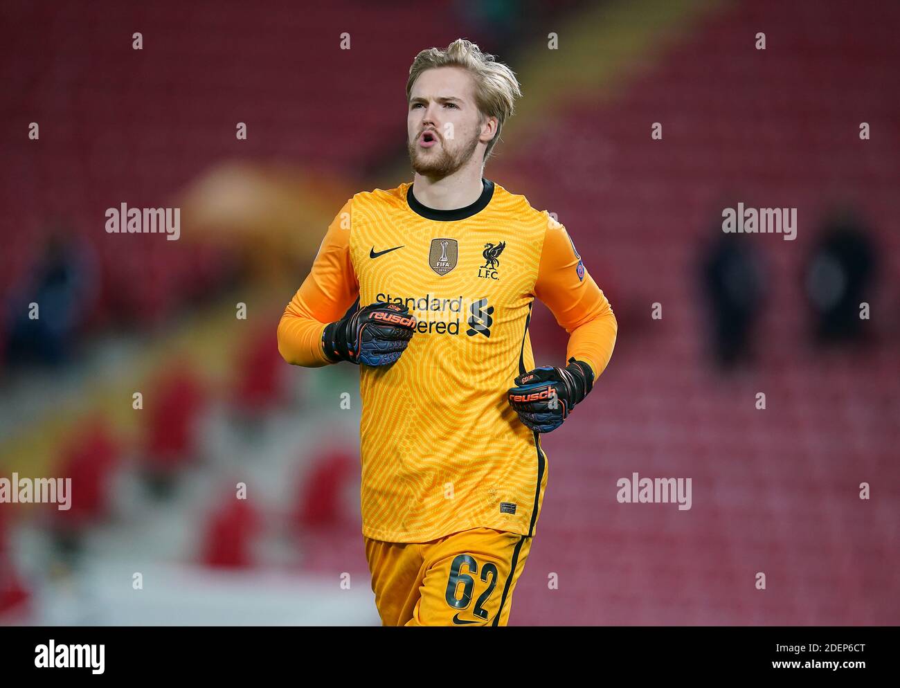 Liverpool goalkeeper Caoimhin Kelleher during the UEFA Champions League ...